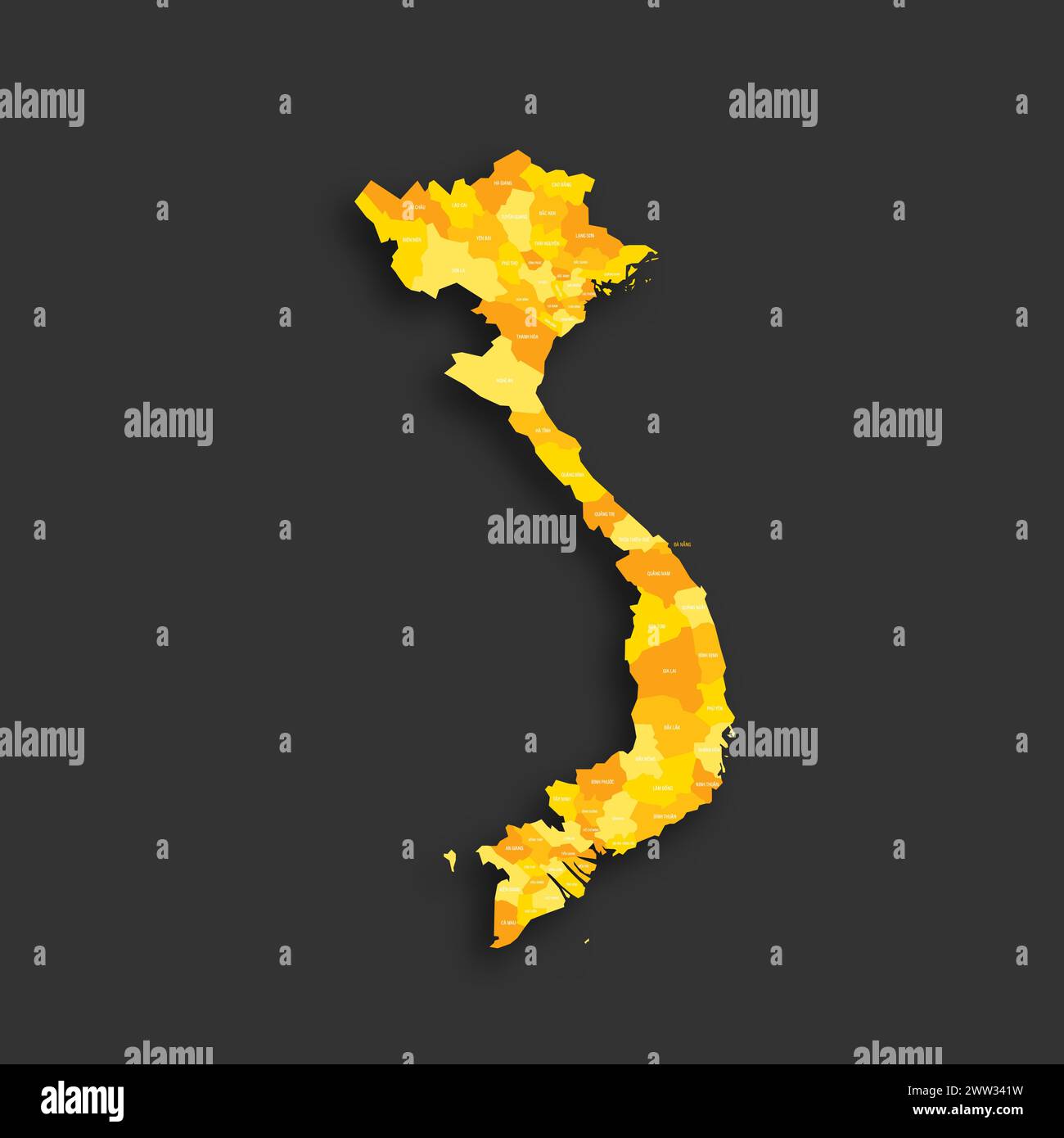 Vietnam political map of administrative divisions - provinces and ...