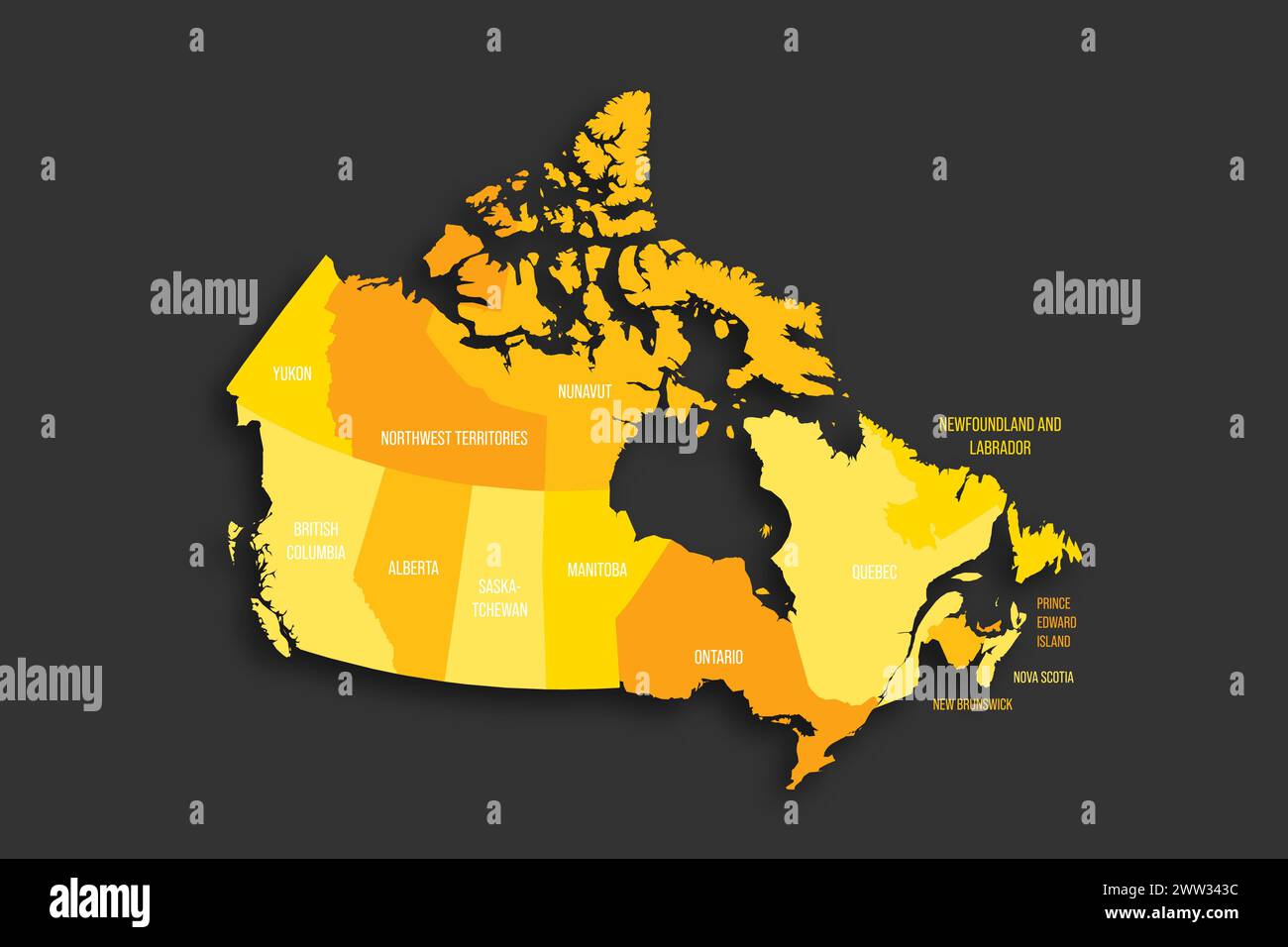 Canada political map of administrative divisions - provinces and ...