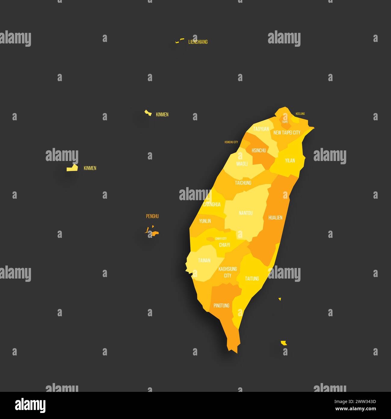 Taiwan political map of administrative divisions - provinces and ...