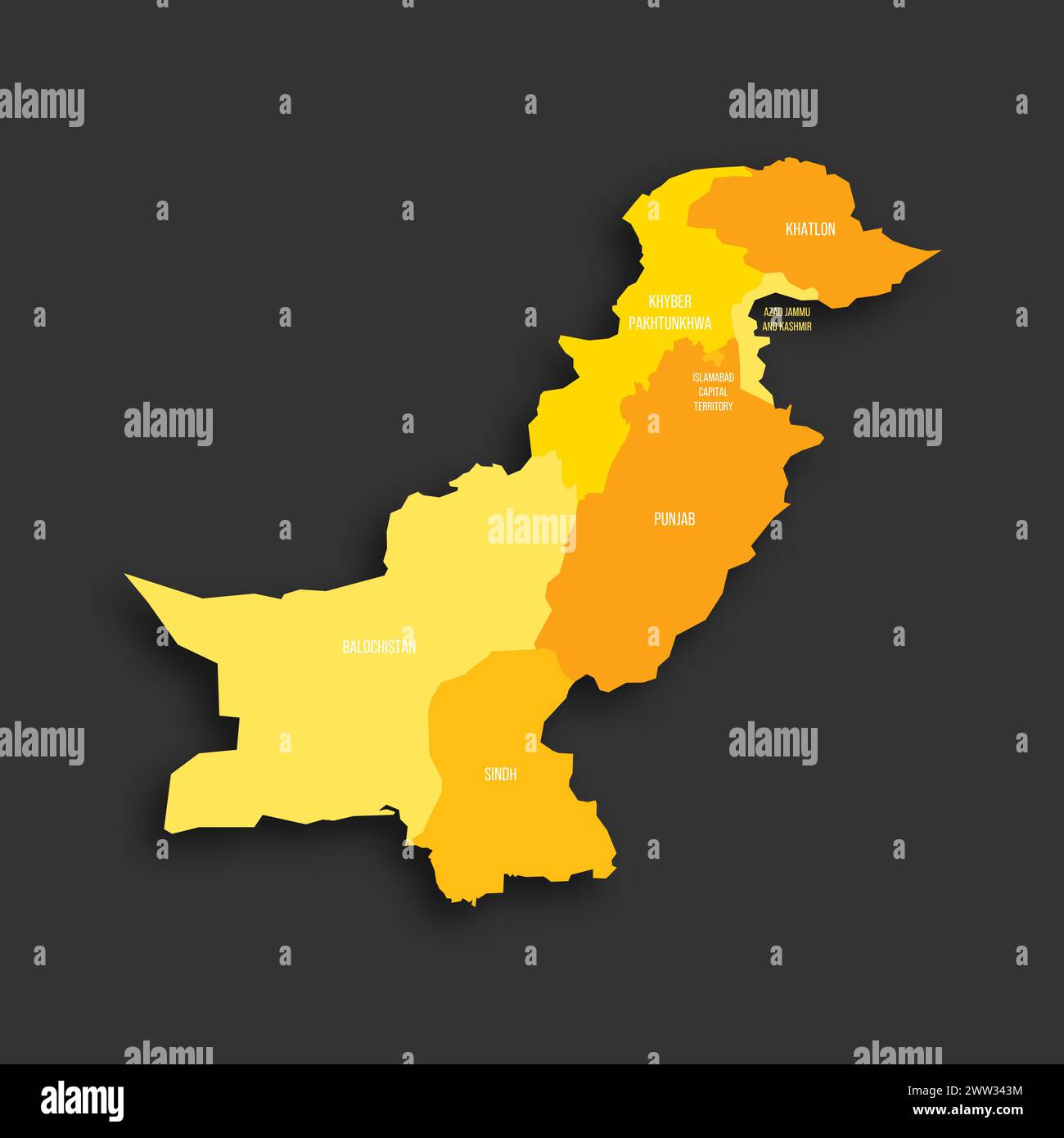 Pakistan political map of administrative divisions - provinces and autonomous territories ...