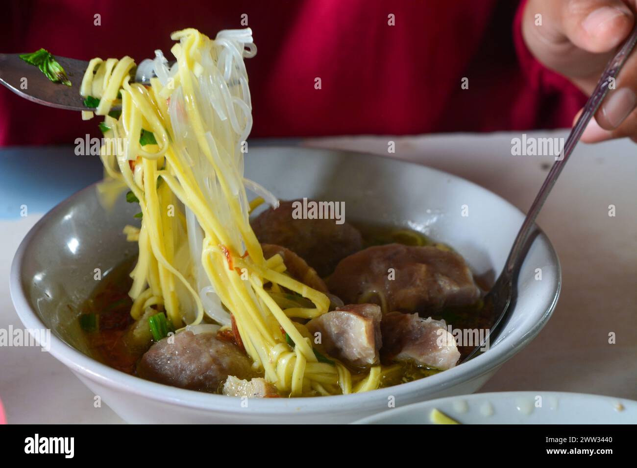 Bakso or baso is an Indonesian meatball, its texture is similar to the ...