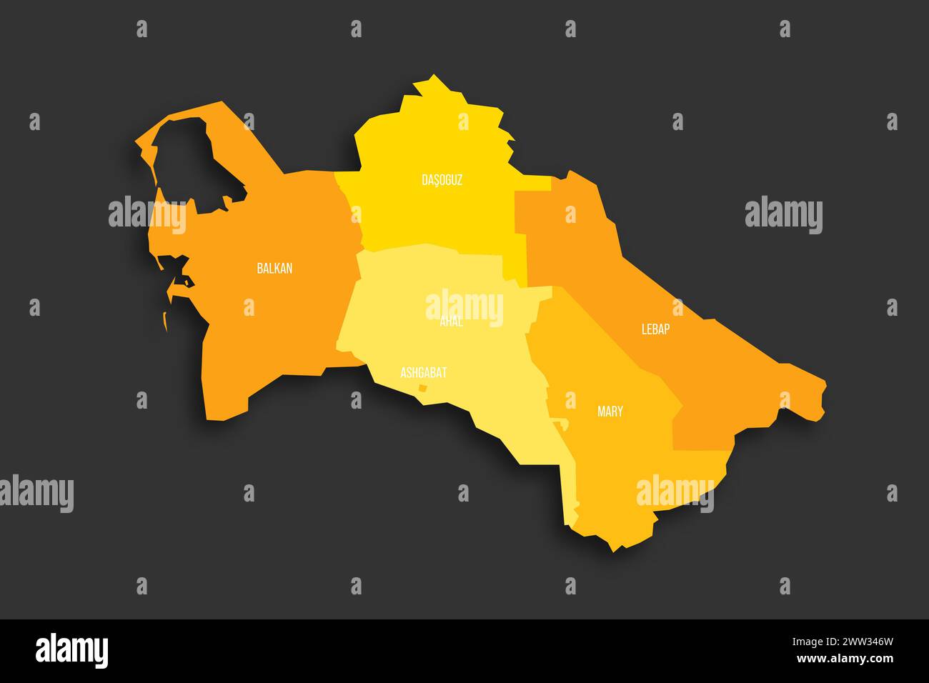 Turkmenistan political map of administrative divisions - regions and ...