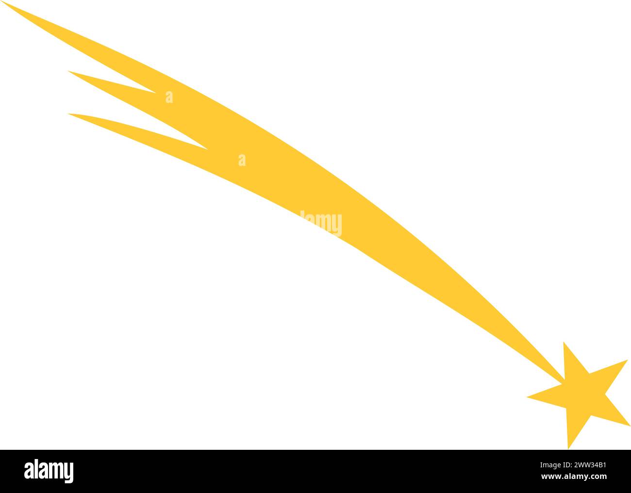 Shooting star icon. Yellow falling meteor symbol isolated on white ...