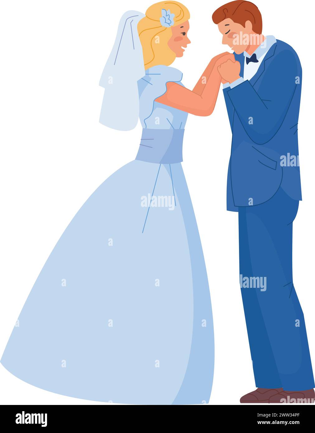 Wedding couple. Loving bride and groom. Married man and woman isolated ...