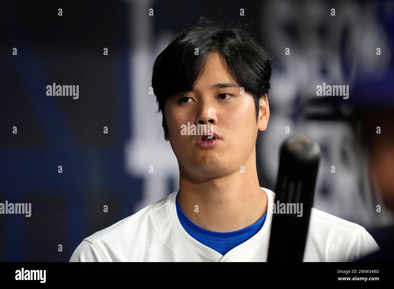 Los Angeles Dodgers designated hitter Shohei Ohtani stands in the ...