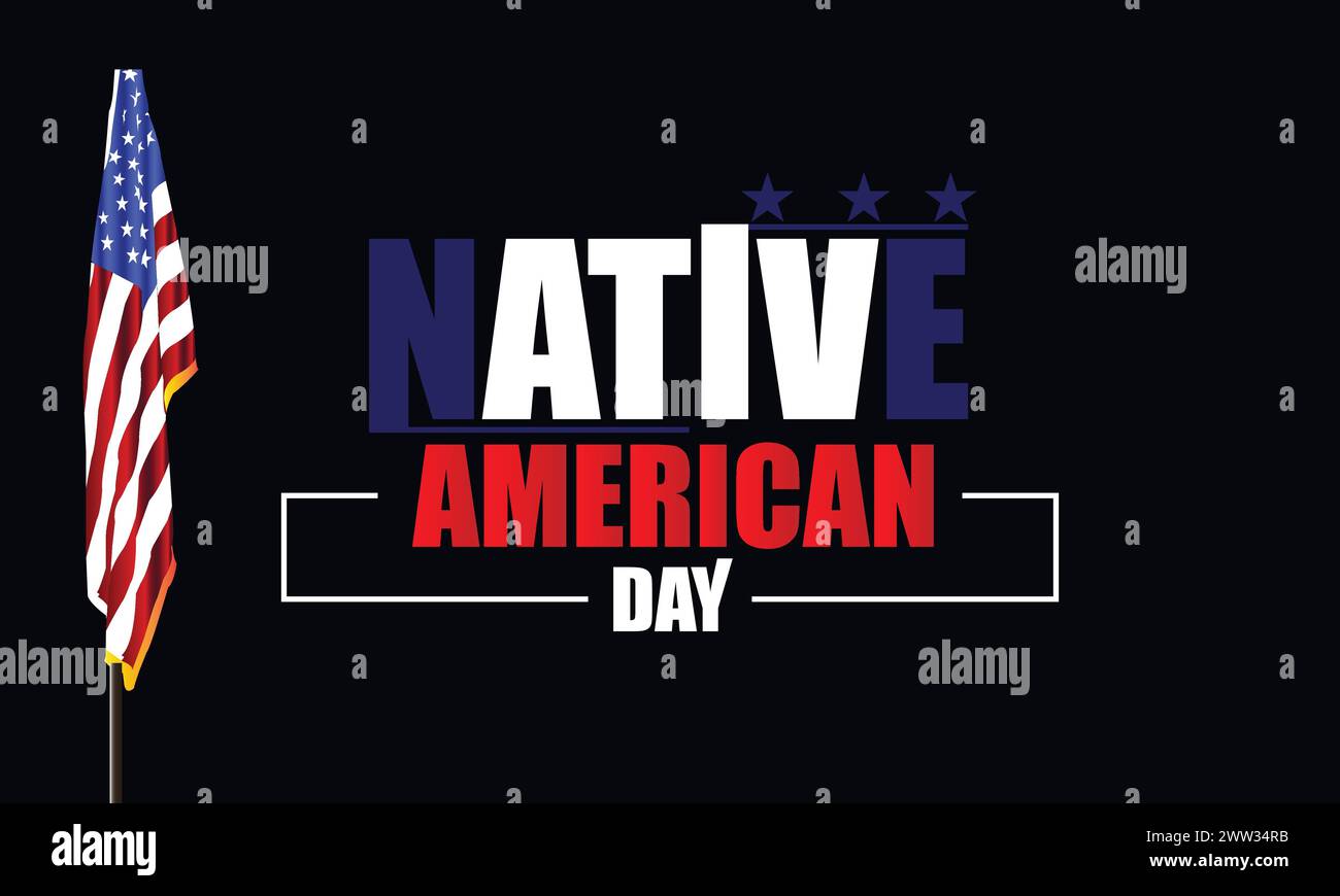 Native American Day text with usa flag illustration design Stock Vector ...