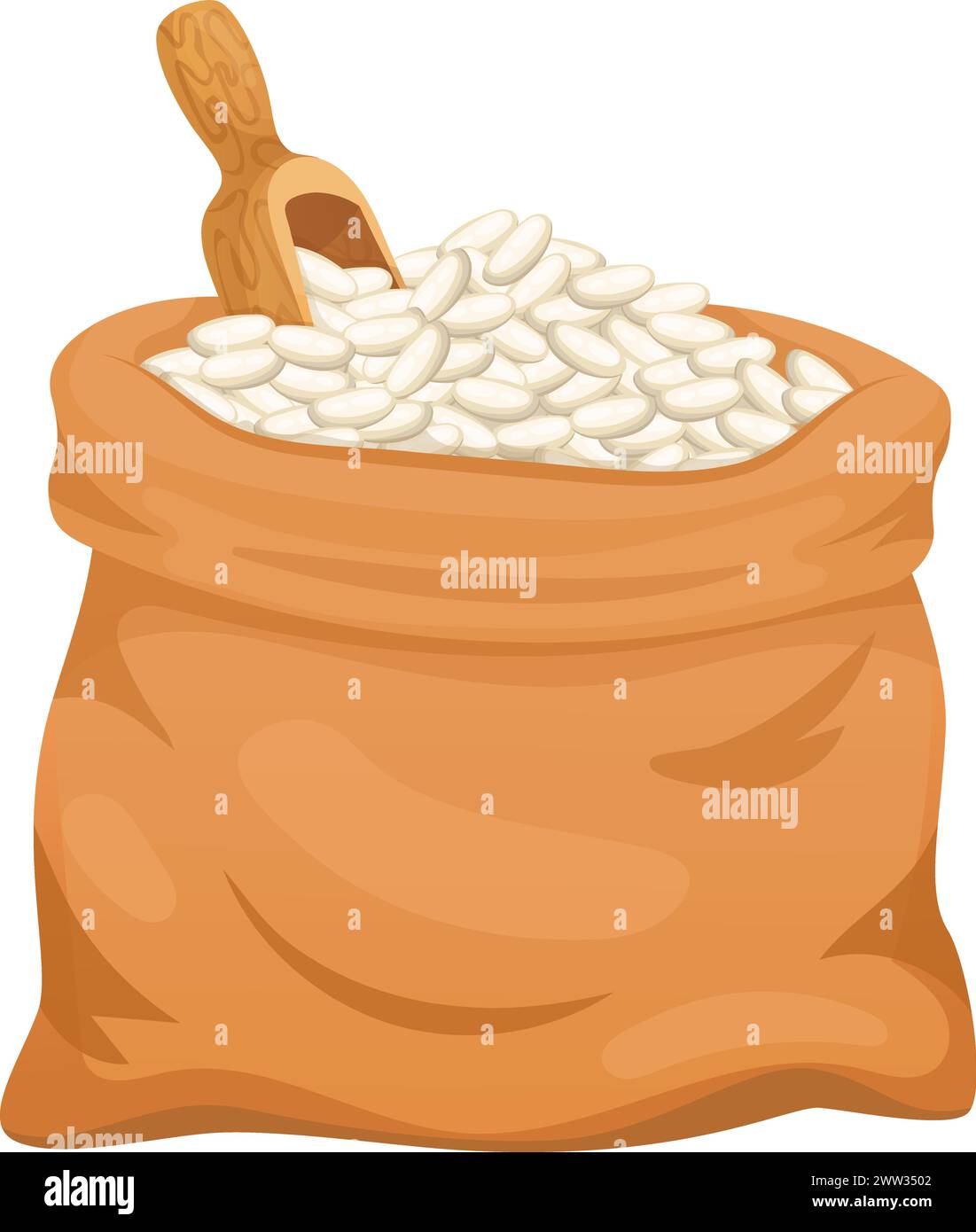 Canvas sack with rice cartoon icon. Agricutural harvest isolated on ...