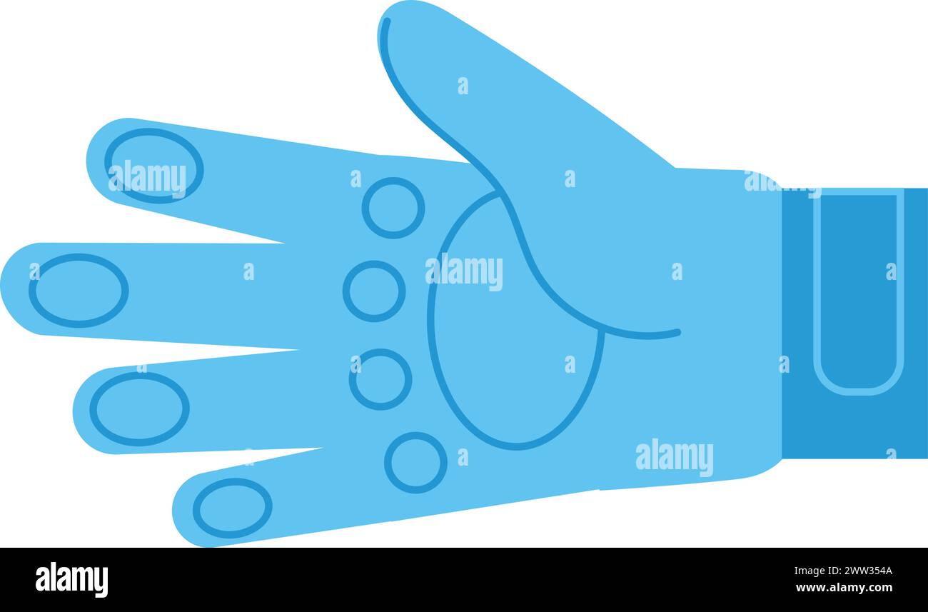 Blue rubber glove icon. Diver hand protection isolated on white ...