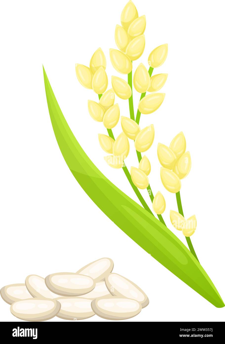 Rice cartoon icon. Farm crop. Cereal grain isolated on white background ...