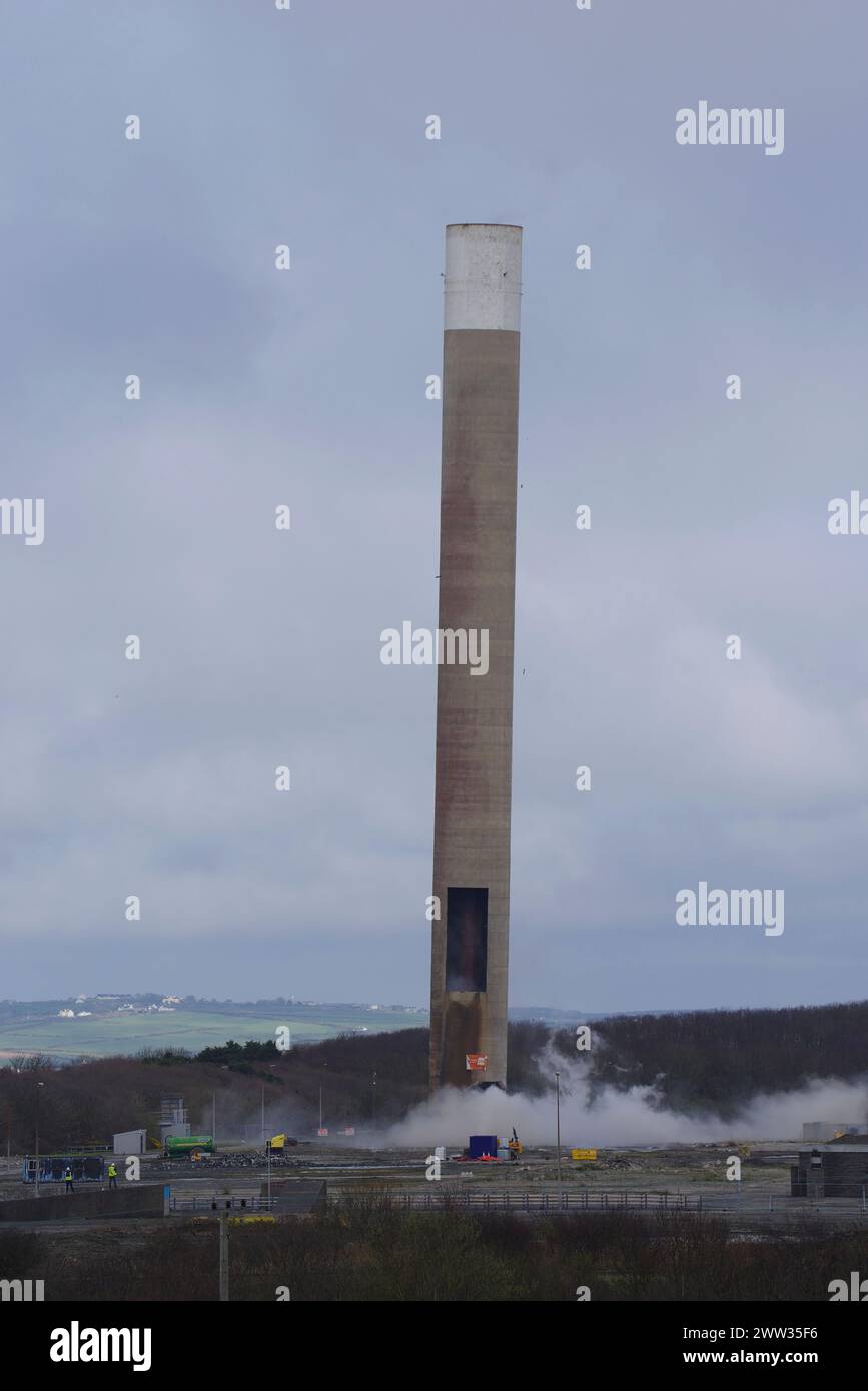 Demolition, Anglesey Aluminium, Chimney, Holyhead, Anglesey, North ...