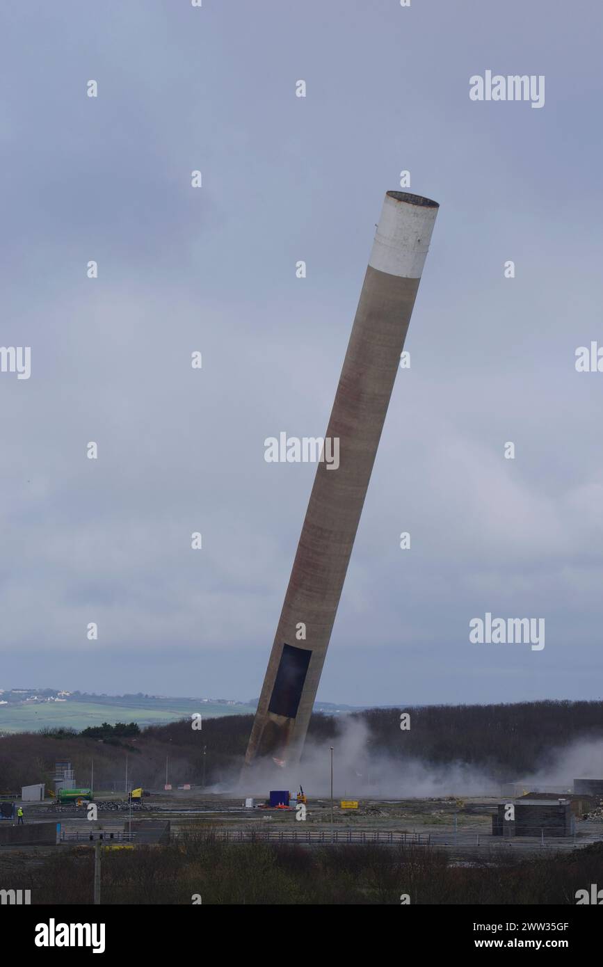 Demolition, Anglesey Aluminium, Chimney, Holyhead, Anglesey, North ...