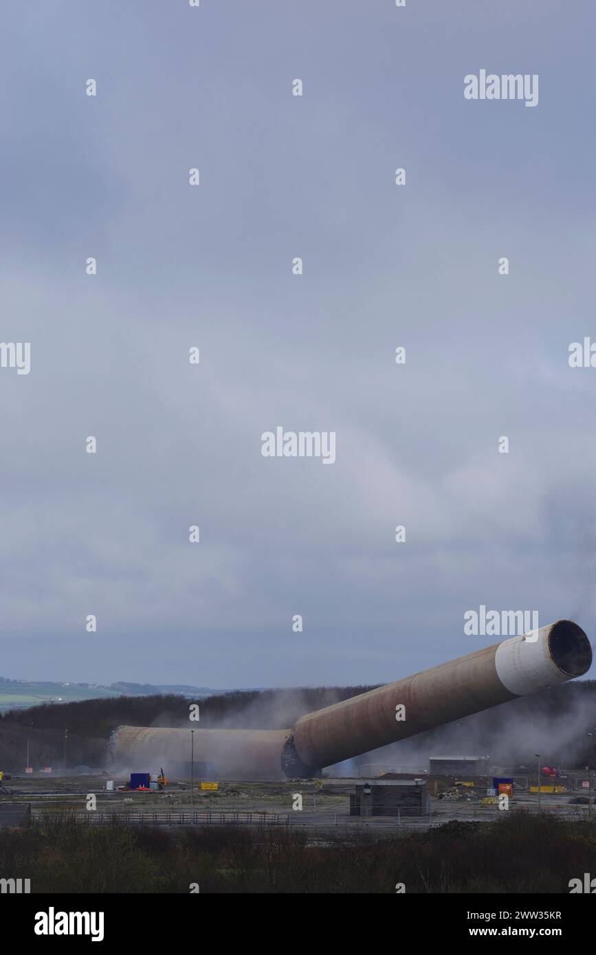 Demolition, Anglesey Aluminium, Chimney, Holyhead, Anglesey, North ...