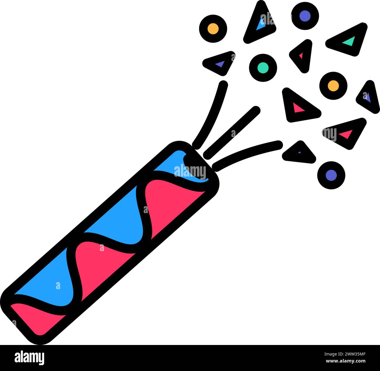 Party Firecracker explosion with confetti, birthday symbol. Simple ...