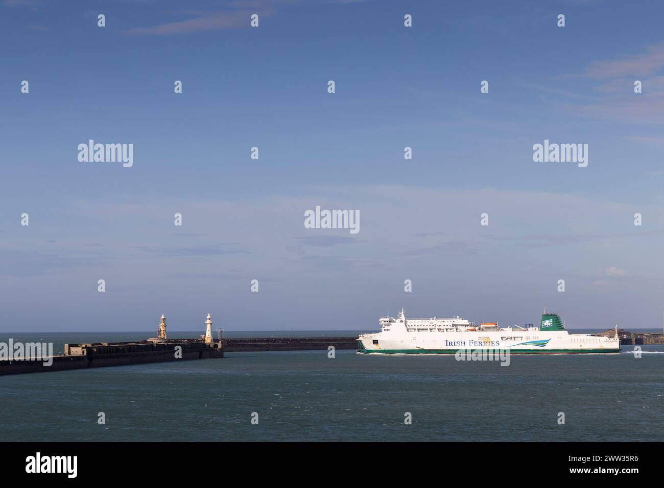 Irish Ferries leaving harbour at Port of Dover, England, UK Stock Photo ...