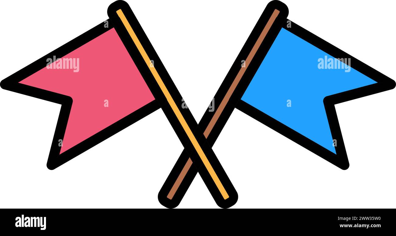 Crossed paper Party flags, birthday symbol. Simple style of festive ...