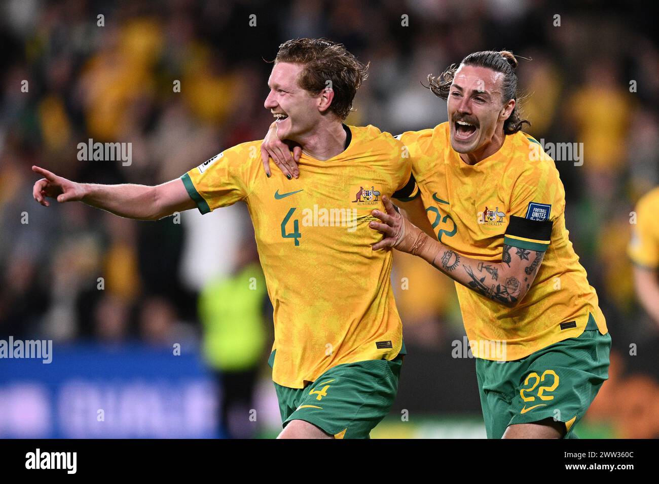 Sydney, Australia. 21st Mar, 2024. Kye Rowles of Australia (left ...