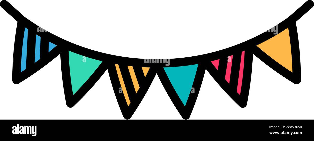Party Garland on string of flags, birthday symbol. Simple style festive ...