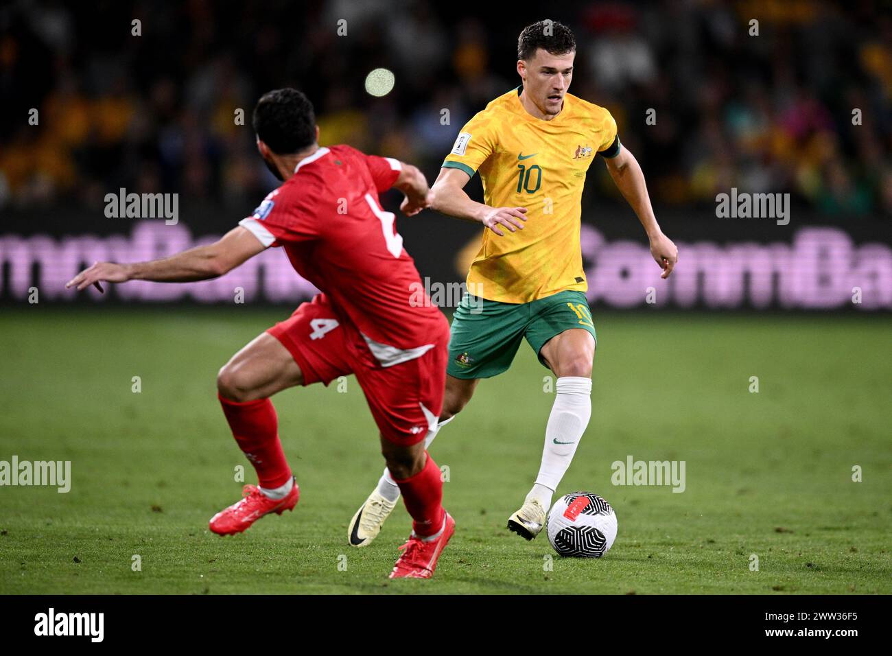 Sydney, Australia. 21st Mar, 2024. Ajdin Hrustic of Australia controls ...