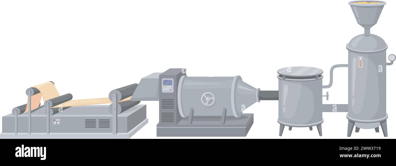 Paper production machinery. Factory equipment. Manufacturing line ...