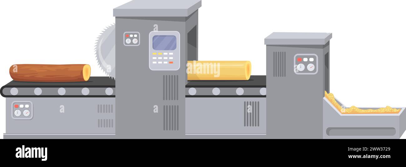 Wood processing factory. Conveyor line. Industrial machine isolated on ...