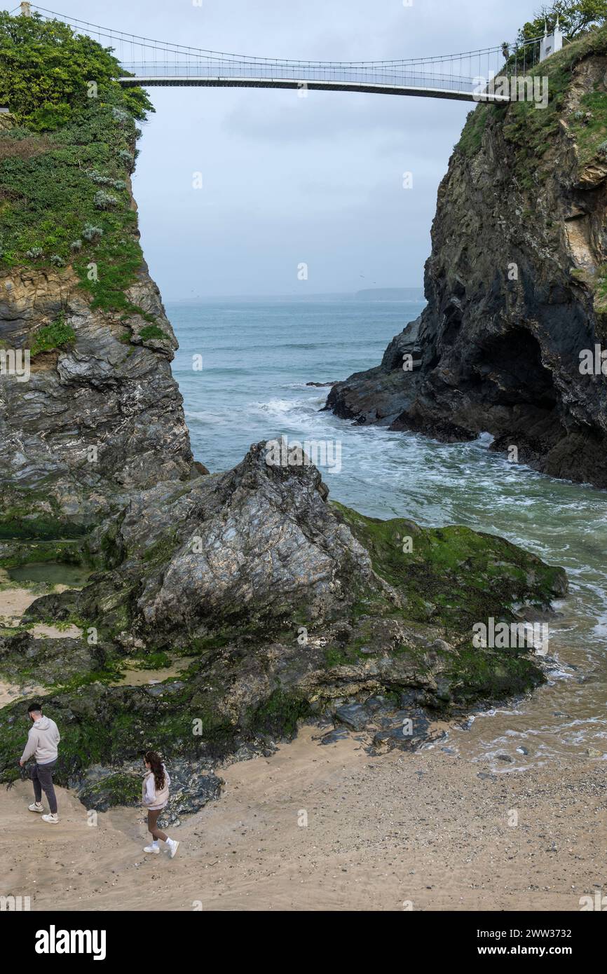 The suspension bridge linking The Island and the mainland in Newquay in ...