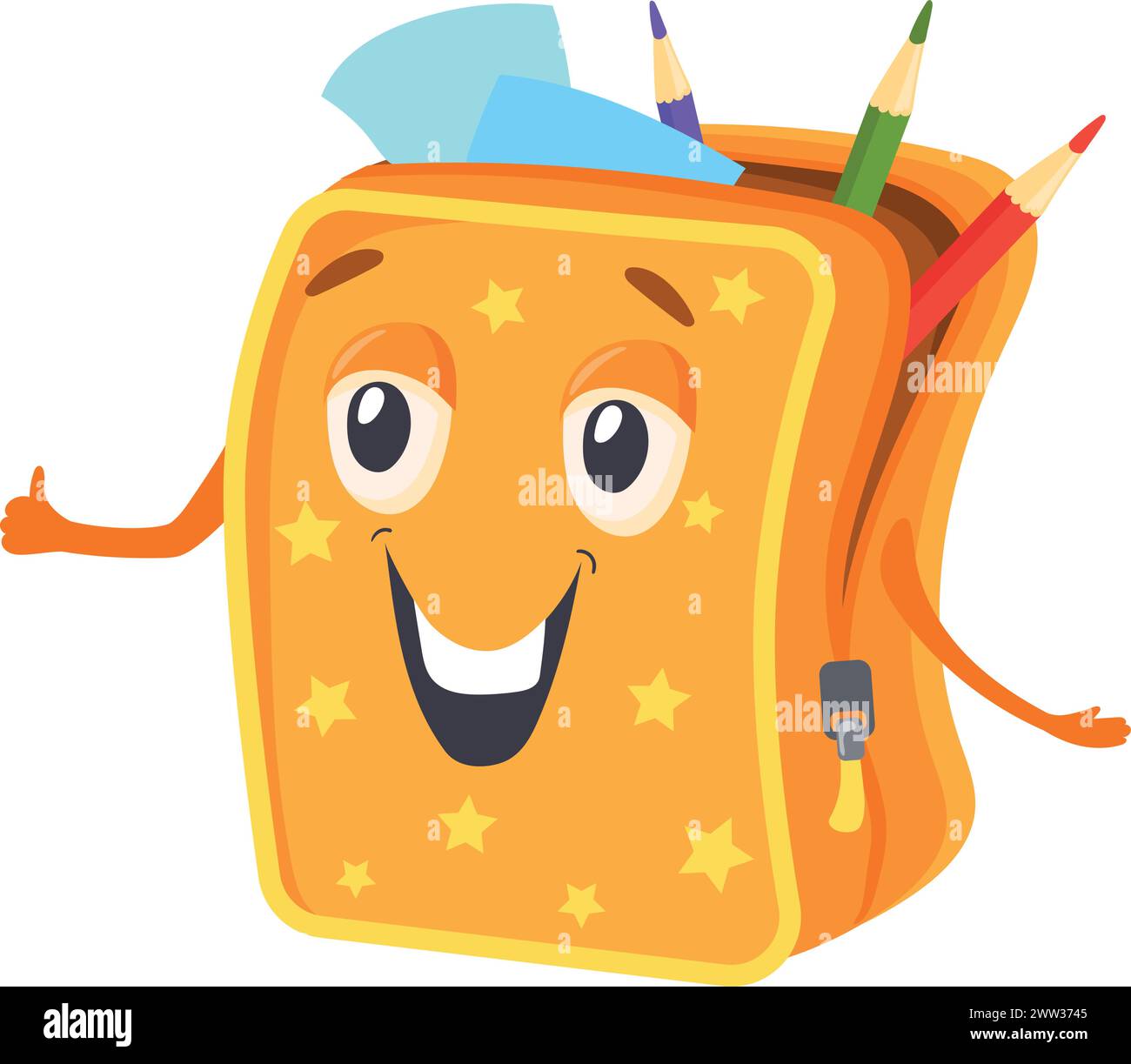 Happy backpack. Funny cartoon school kid mascot isolated on white ...