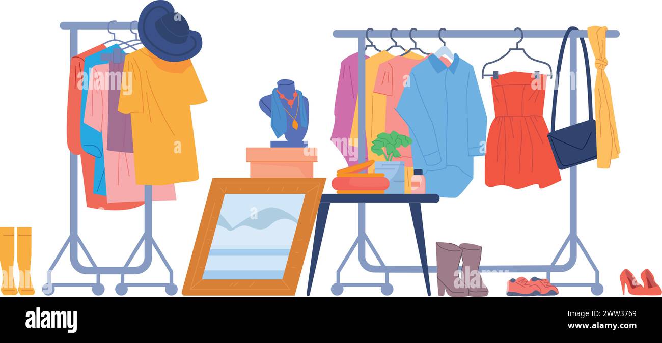 Used clothes for charity. Second hand things for market isolated on ...