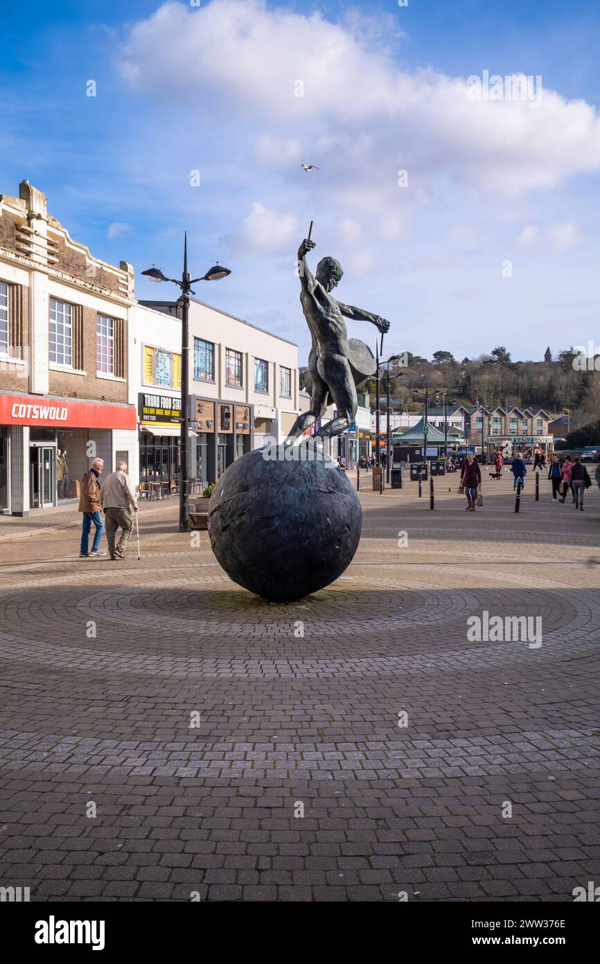 The Drummer Statue in Lemon Quay; Truro City centre in Cornwall, UK ...