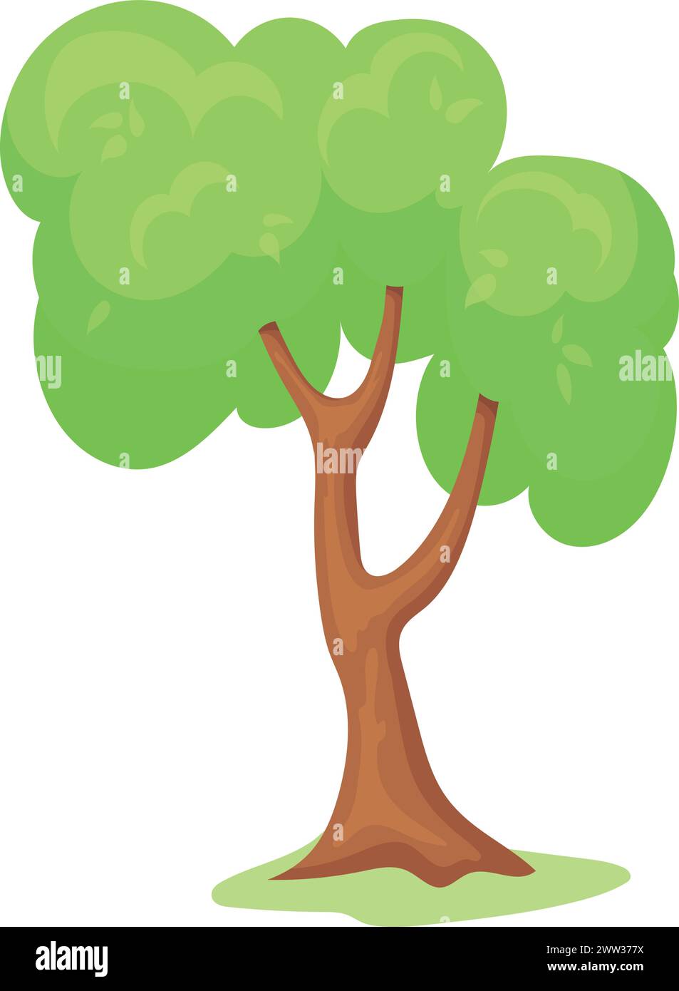 Green tree cartoon icon. Park forest plant isolated on white background ...