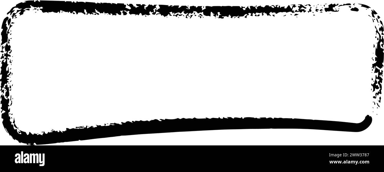 Frame curved rectangle elongated texture element, outline border grunge ...