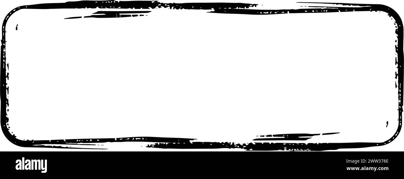 Frame curved rectangle elongated texture element, outline border grunge ...