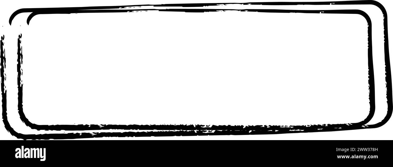 Frame curved rectangle elongated texture element, outline border grunge ...