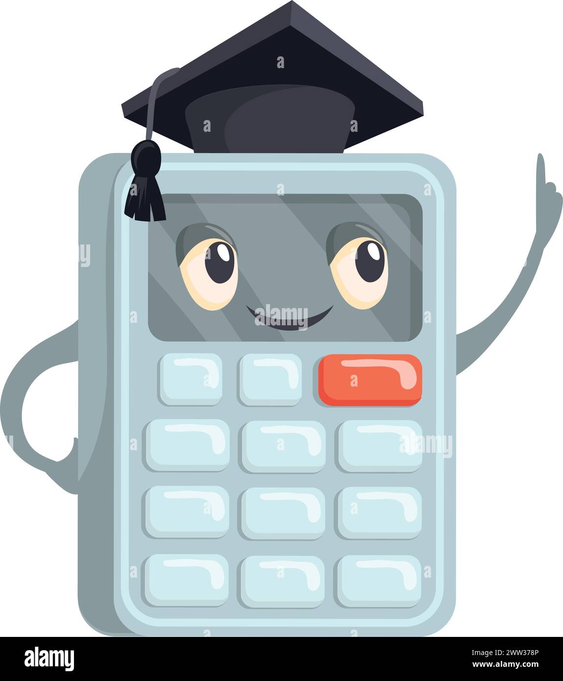Calculator cartoon character. Funny math tool in education hat isolated ...