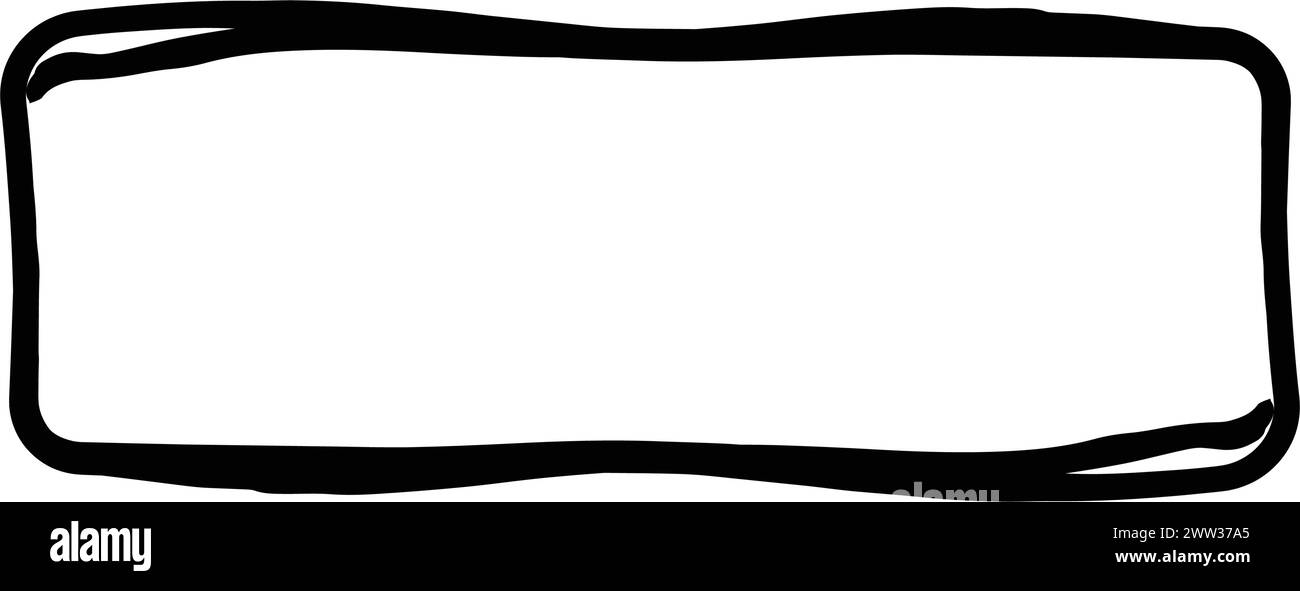 Frame curved rectangle elongated texture element, outline border grunge ...