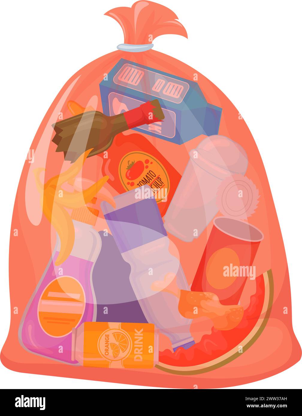 Garbage bag. Full litter package. Junk rubbish isolated on white ...