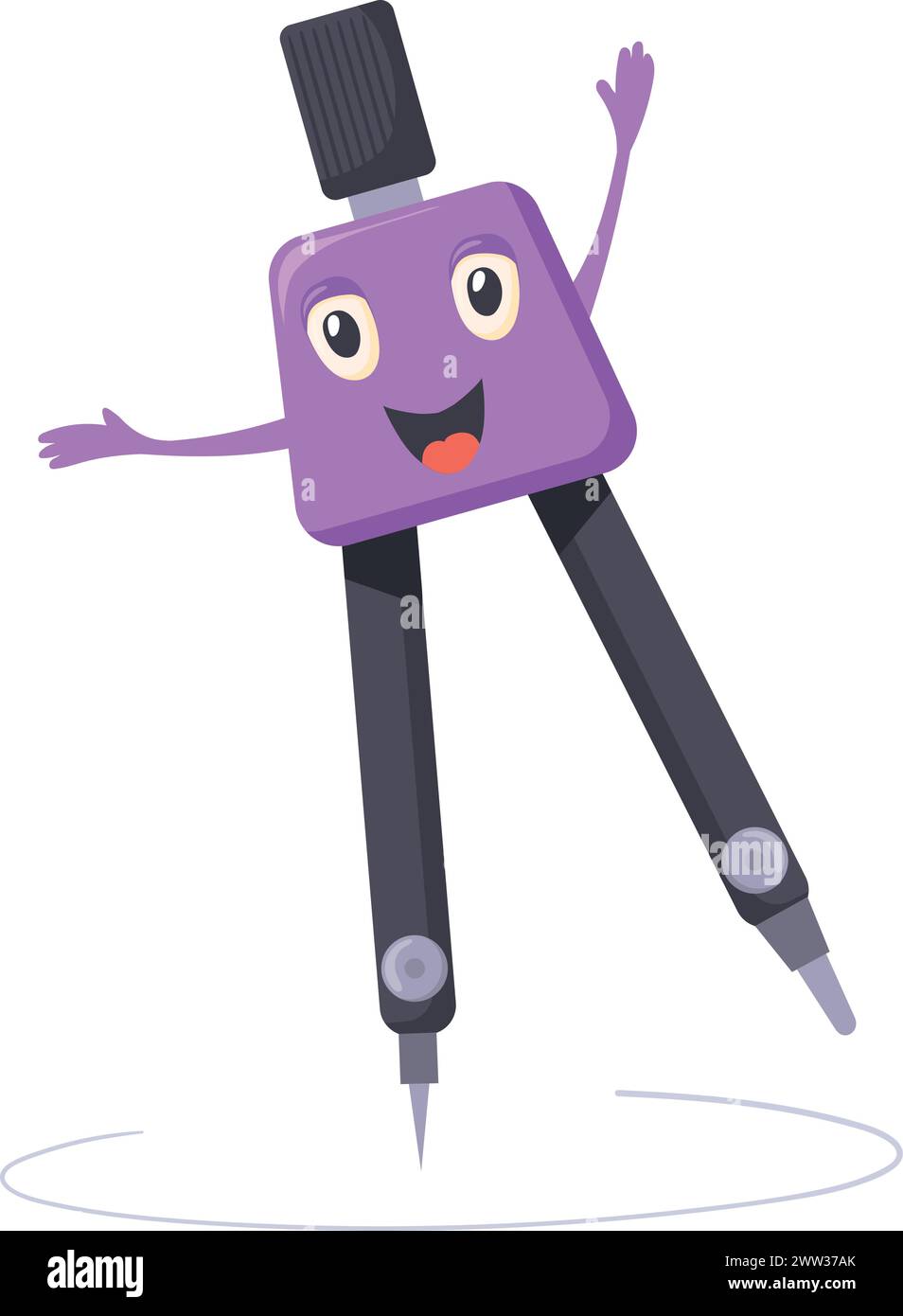 Compass character. Funny cartoon geometry math mascot isolated on white ...