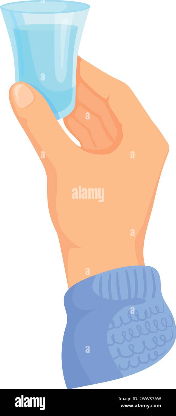 Shot glass in human hand. Party toast drink isolated on white ...