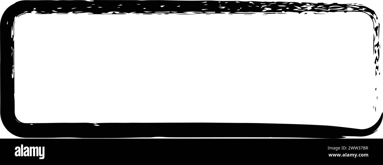 Frame curved rectangle elongated texture element, outline border grunge ...