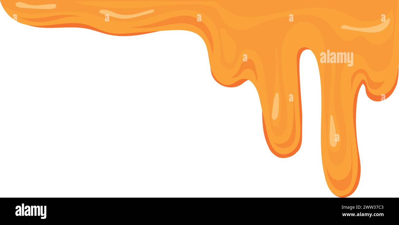 Melting honey border. Dripping yellow liquid flow isolated on white ...