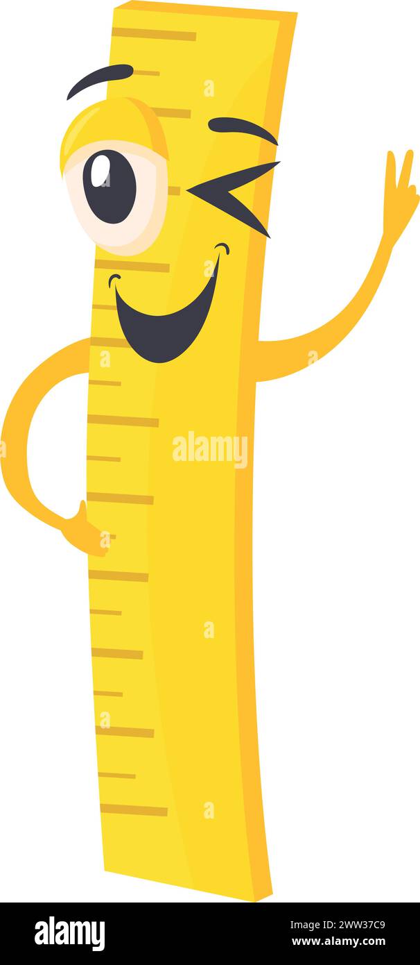 Ruler mascot. Cartoon funny character. Office supply isolated on white ...