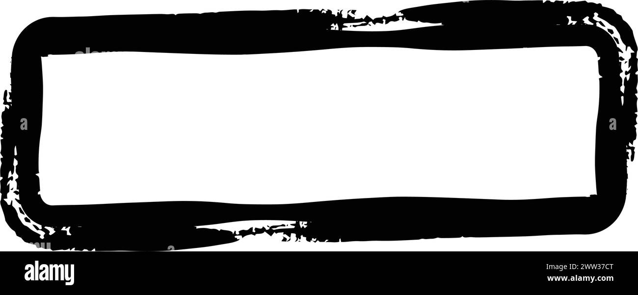 Frame curved rectangle elongated texture element, outline border grunge ...