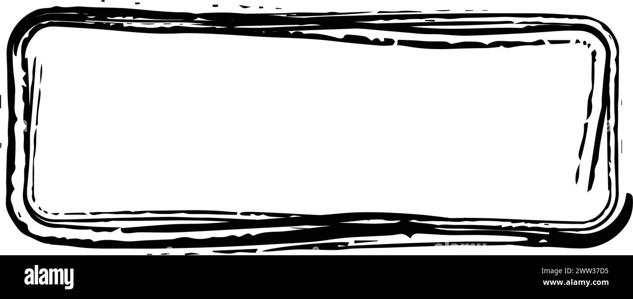 Frame curved rectangle elongated texture element, outline border grunge ...