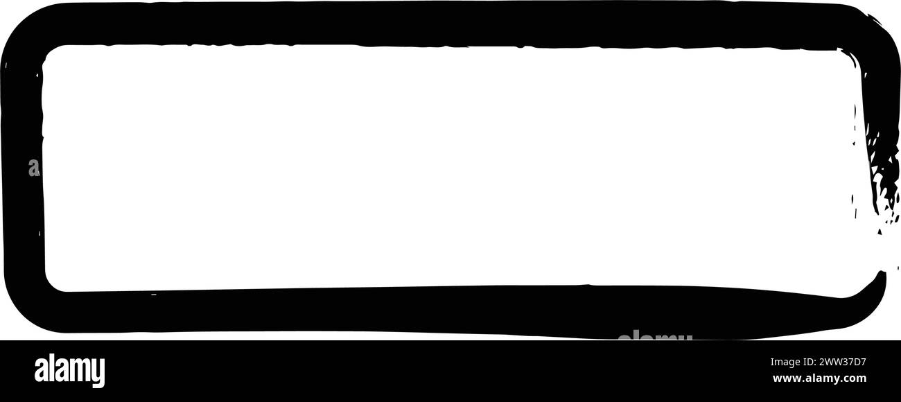 Frame curved rectangle elongated texture element, outline border grunge ...