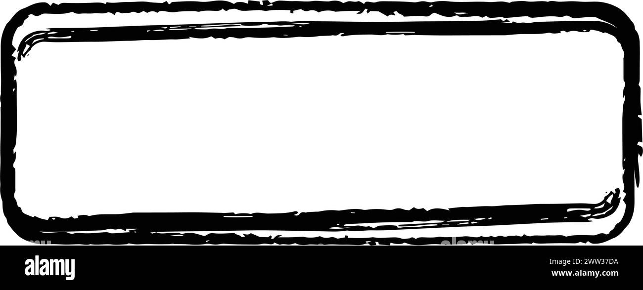 Frame curved rectangle elongated texture element, outline border grunge ...