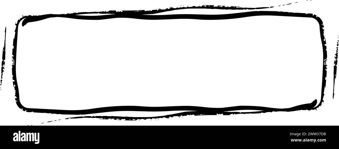 Frame curved rectangle elongated texture element, outline border grunge ...