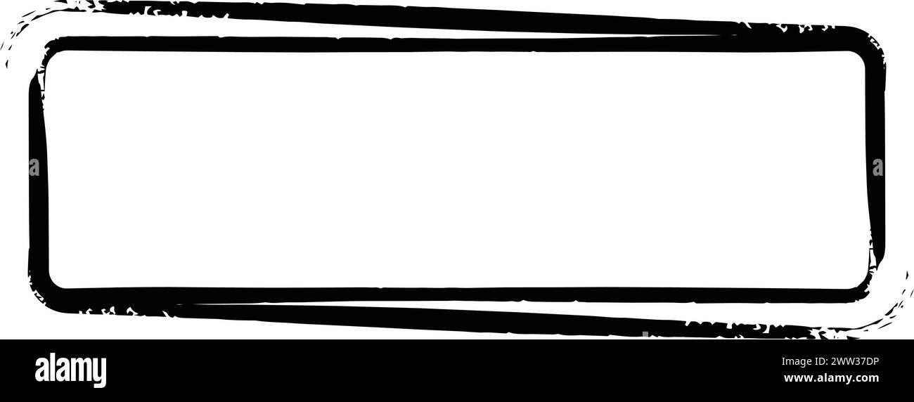 Frame curved rectangle elongated texture element, outline border grunge ...