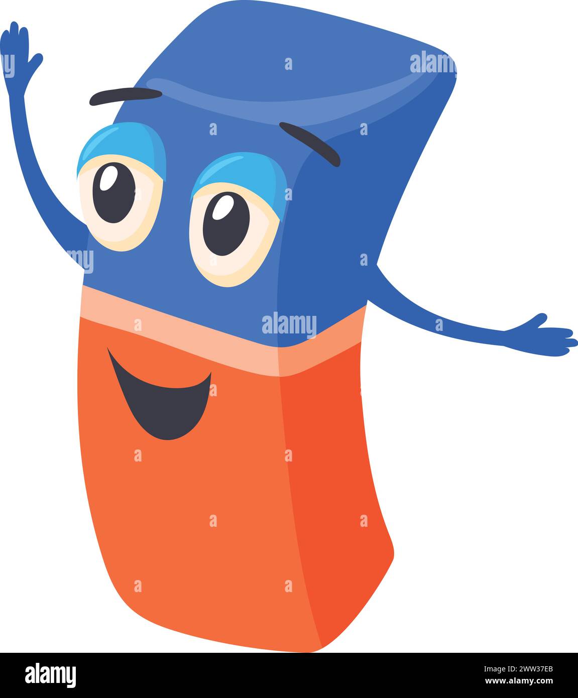 Eraser mascot. Stationery cartoon character. Education symbol isolated ...