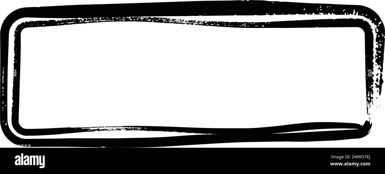 Frame curved rectangle elongated texture element, outline border grunge ...