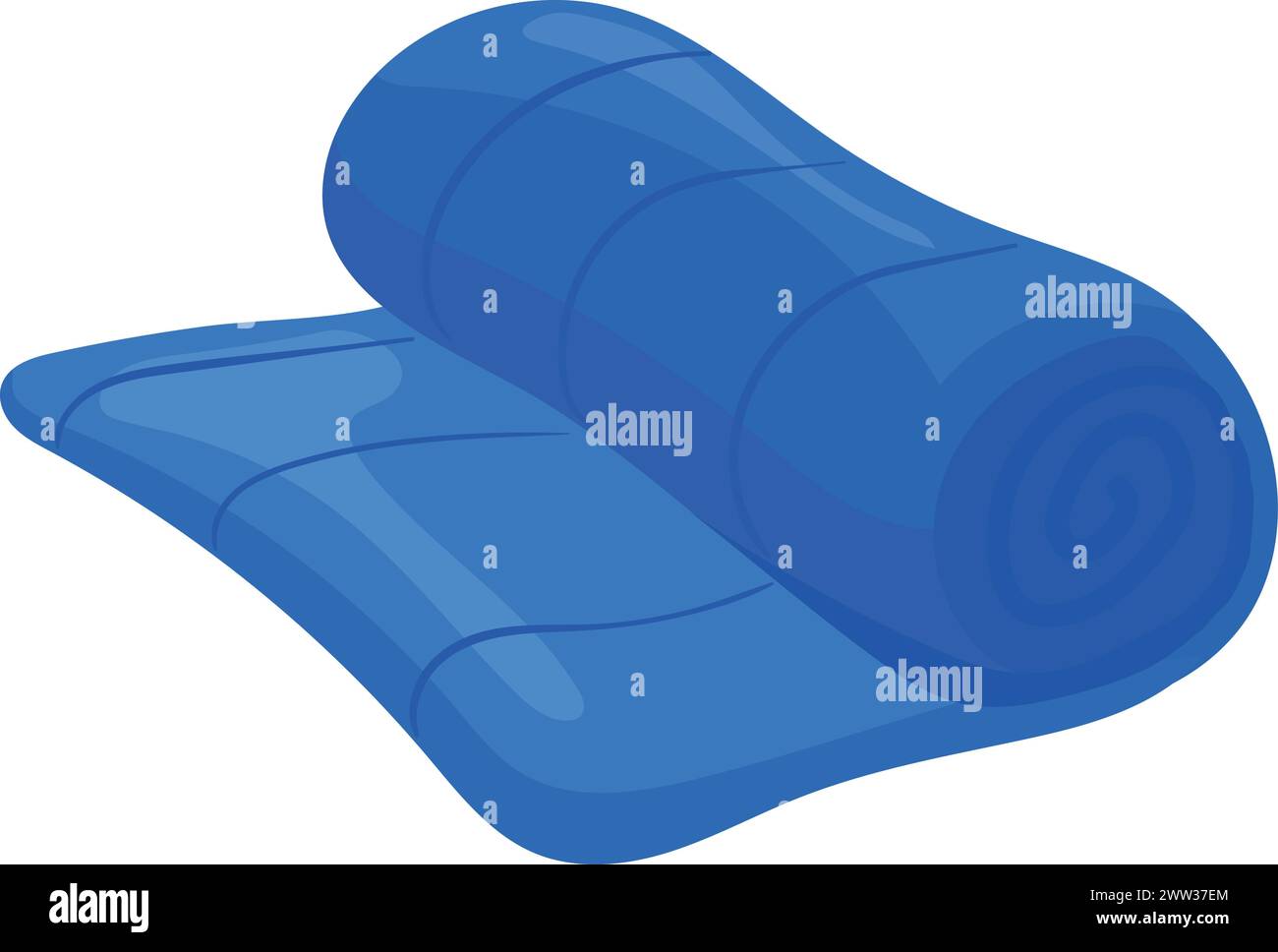 Blanket roll cartoon icon. Soft sleeping bedroll isolated on white ...