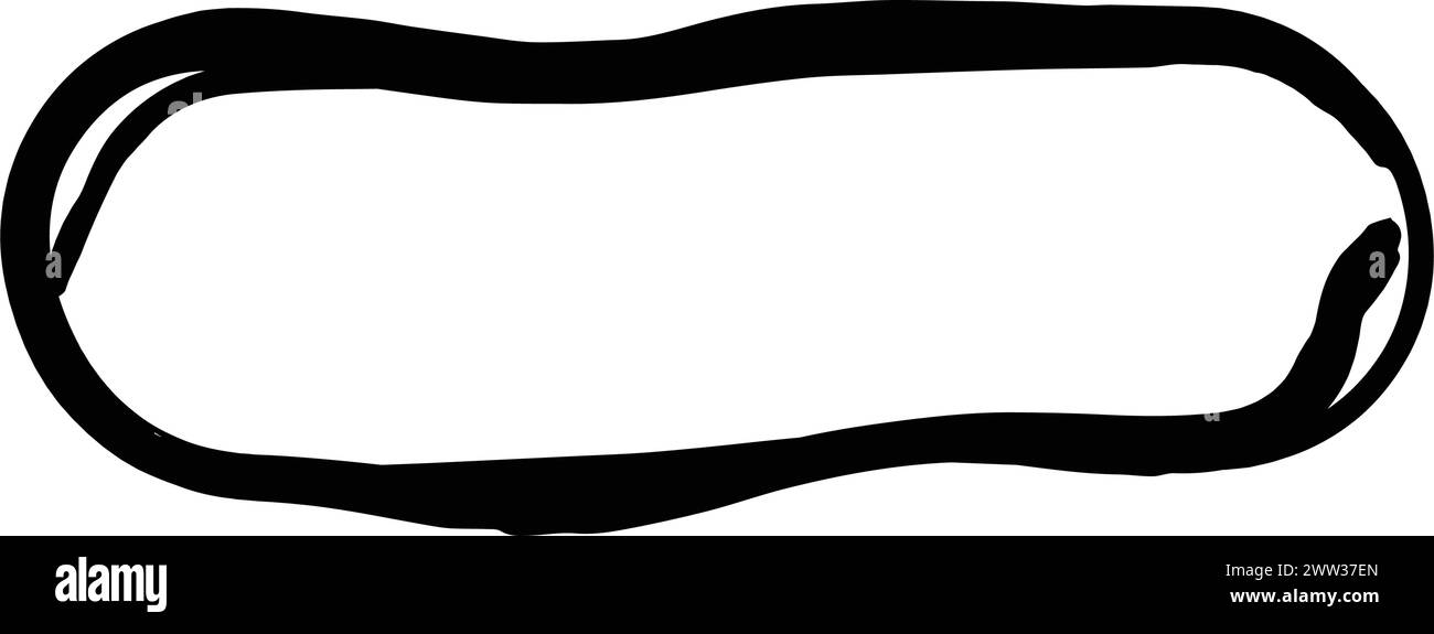 Frame curved rectangle elongated texture element, outline border grunge ...